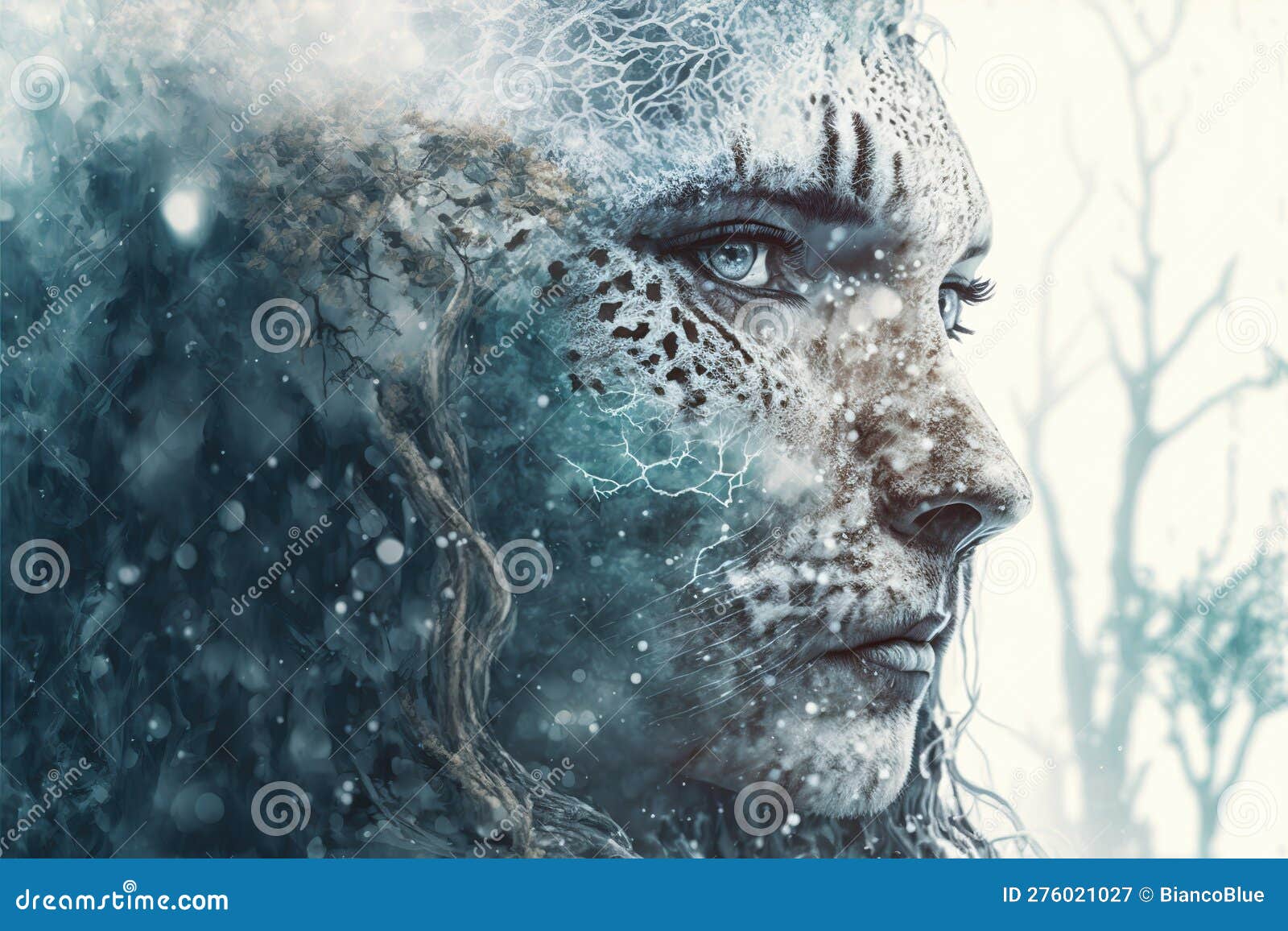 Human White Leopard Hybrid Portrait in Double Exposure Stock ...