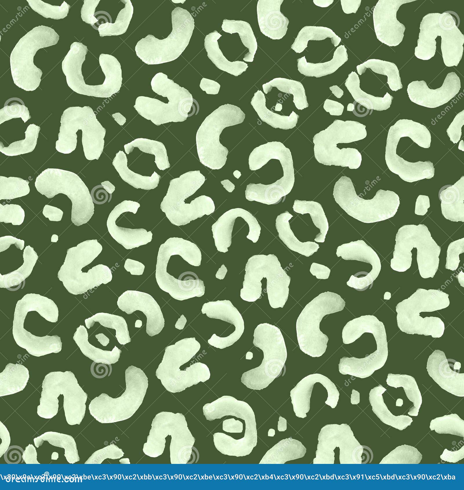 White Leopard Spots on Green Grassy Background Seamless Pattern Stock ...