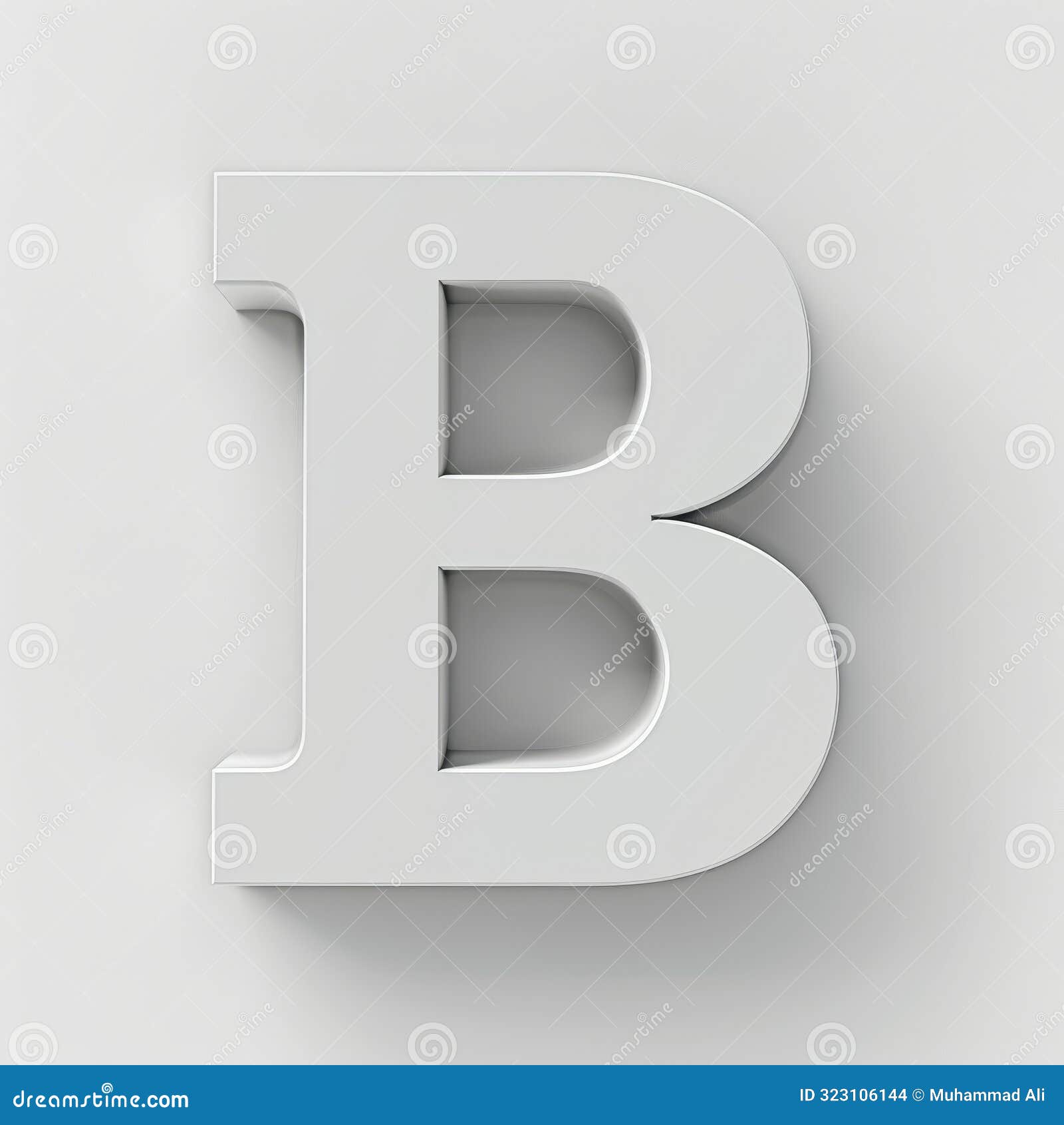 White Letter B 3D Render on White Background Stock Illustration ...