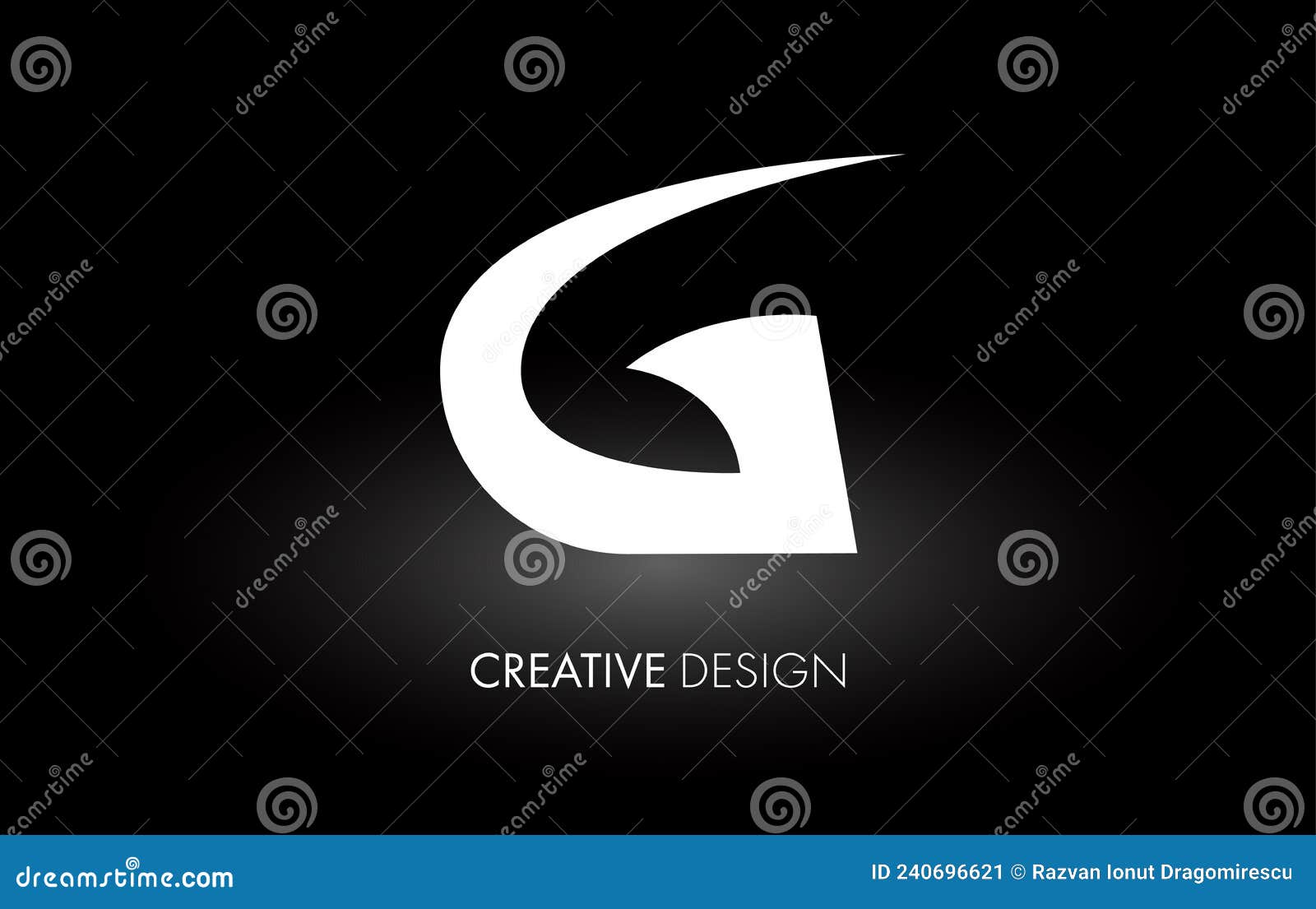 White Letter G Logo on Black Background. Creative G Icon Shape with ...