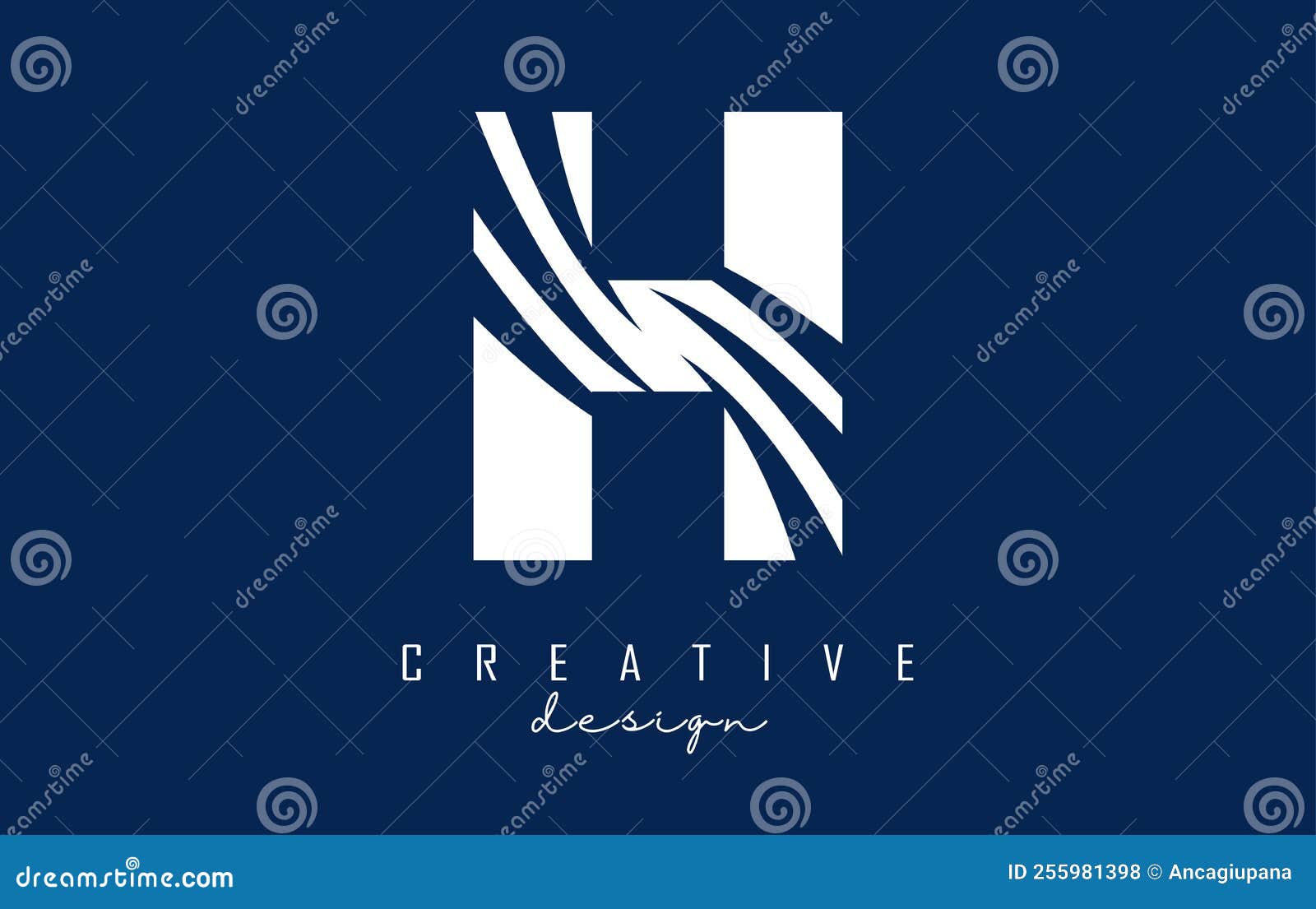 White Letter H Logo with Leading Lines and Negative Space Design ...