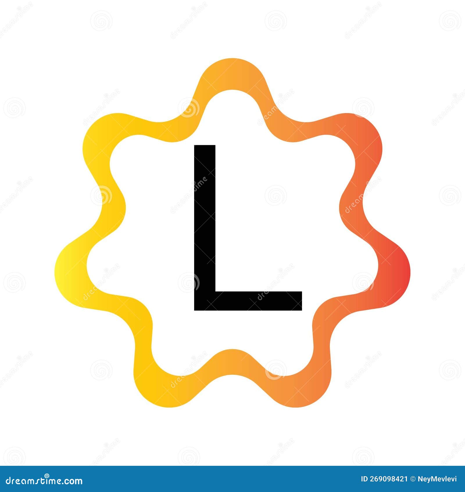 White Letter L with Orange and Yellow Gradient Wave Frame Stock ...
