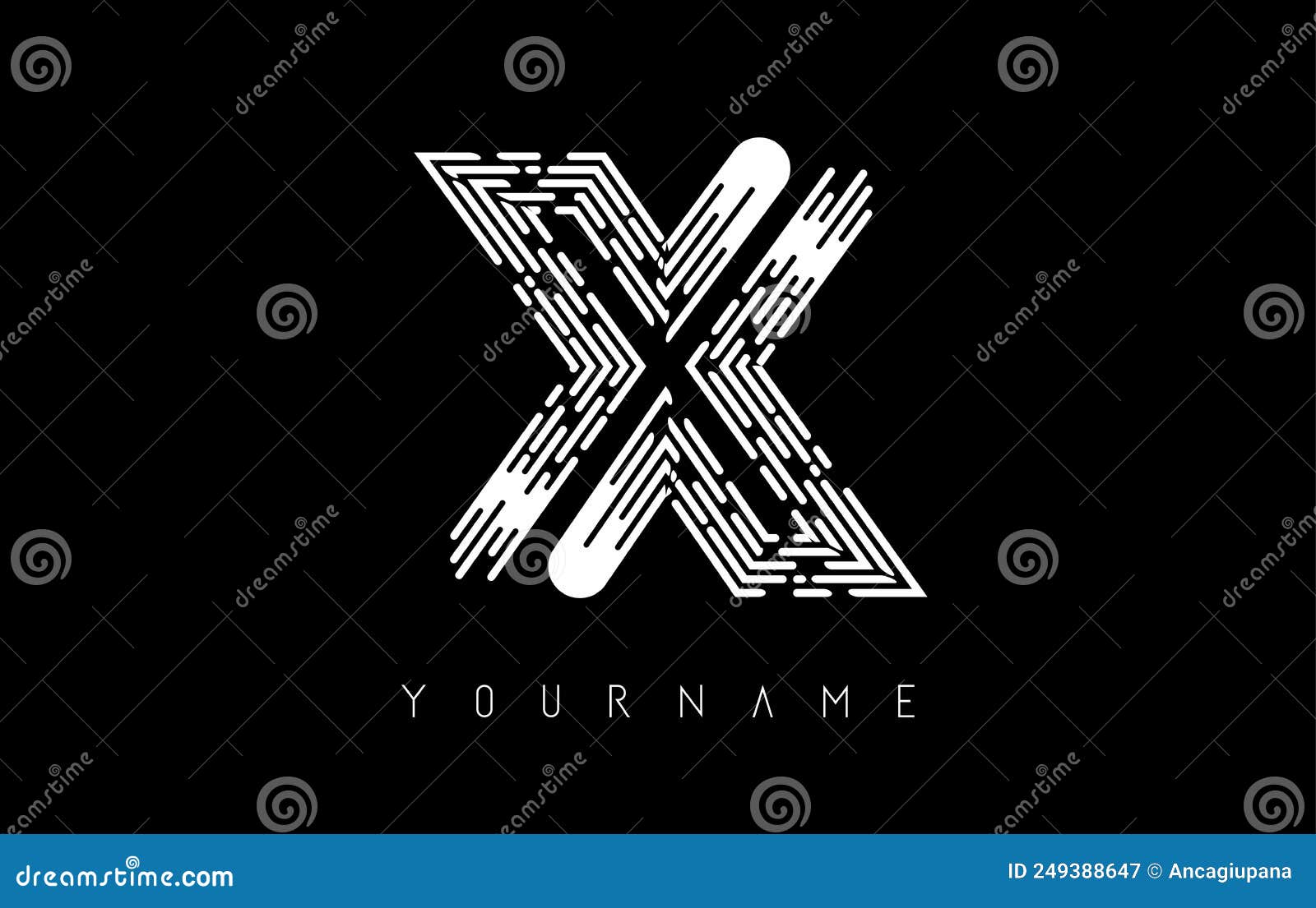 White X Letter Logo Concept. Creative Minimal Monochrome Monogram with ...