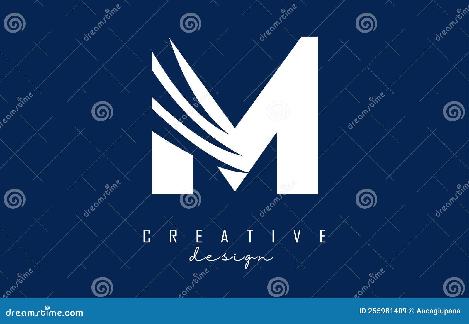 White Letter M Logo with Leading Lines and Negative Space Design ...