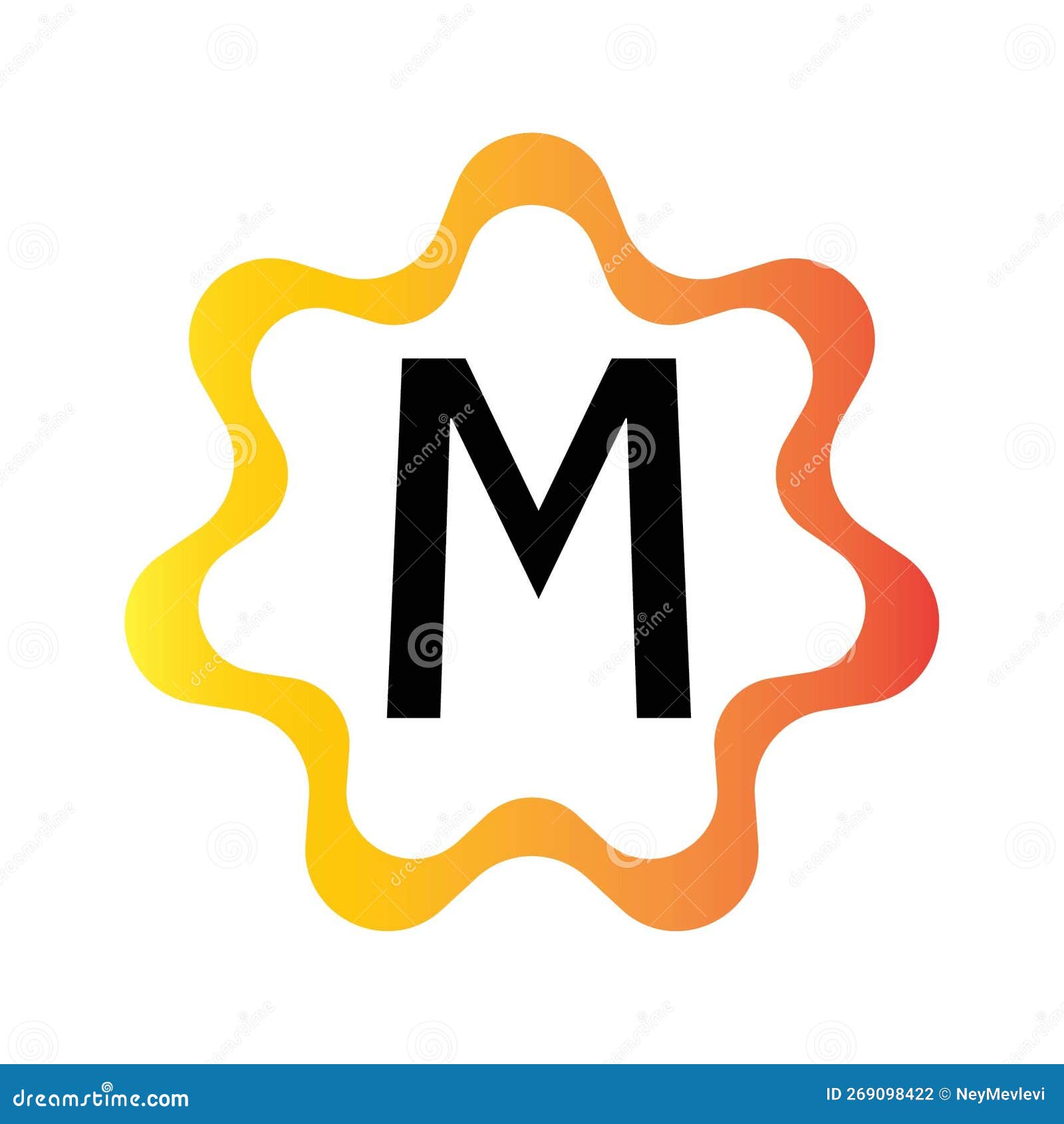 White Letter M with Orange and Yellow Gradient Wave Frame Stock ...