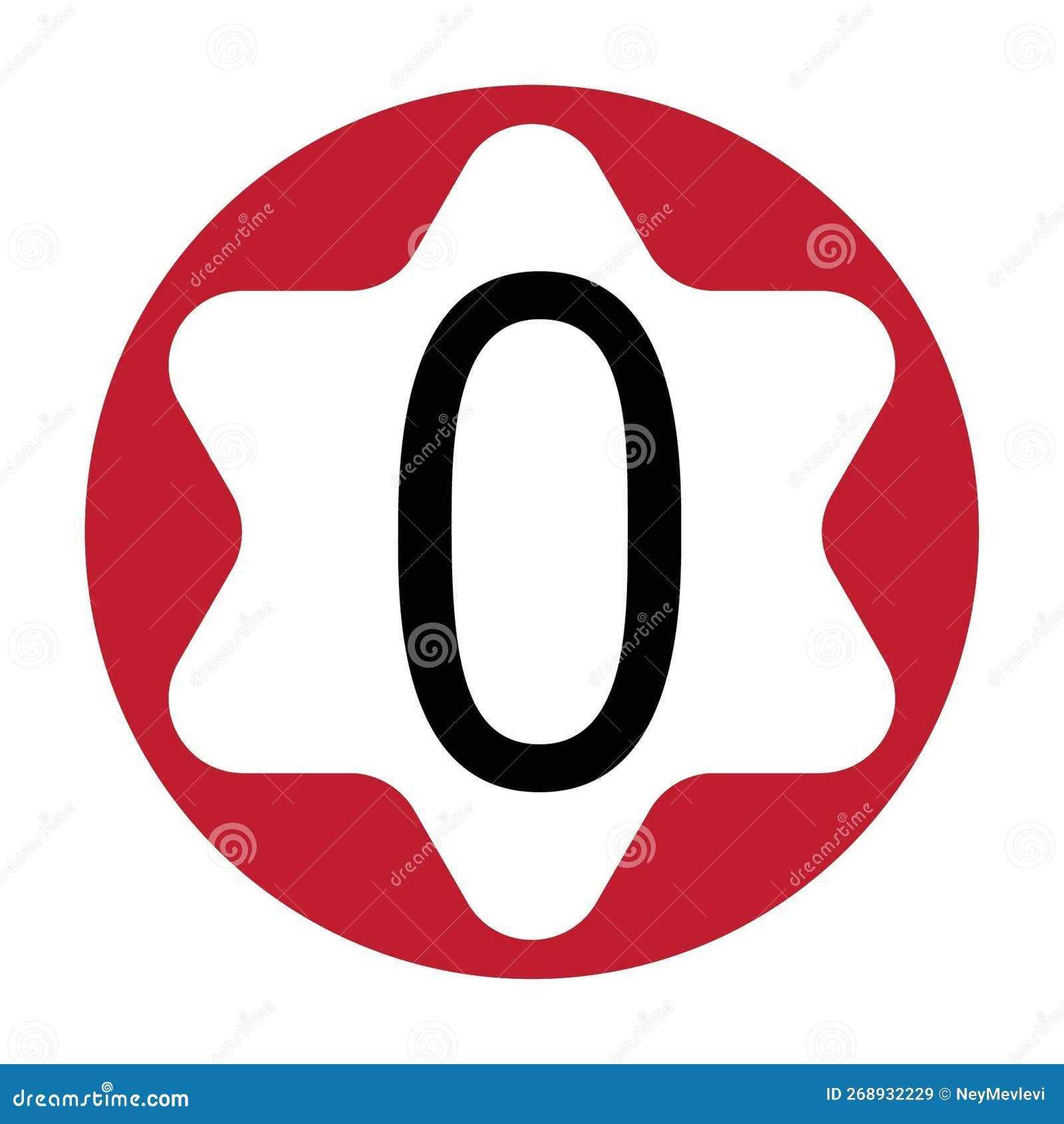 White Letter O with a Circle Frame with a Star Motif. Red Stock ...
