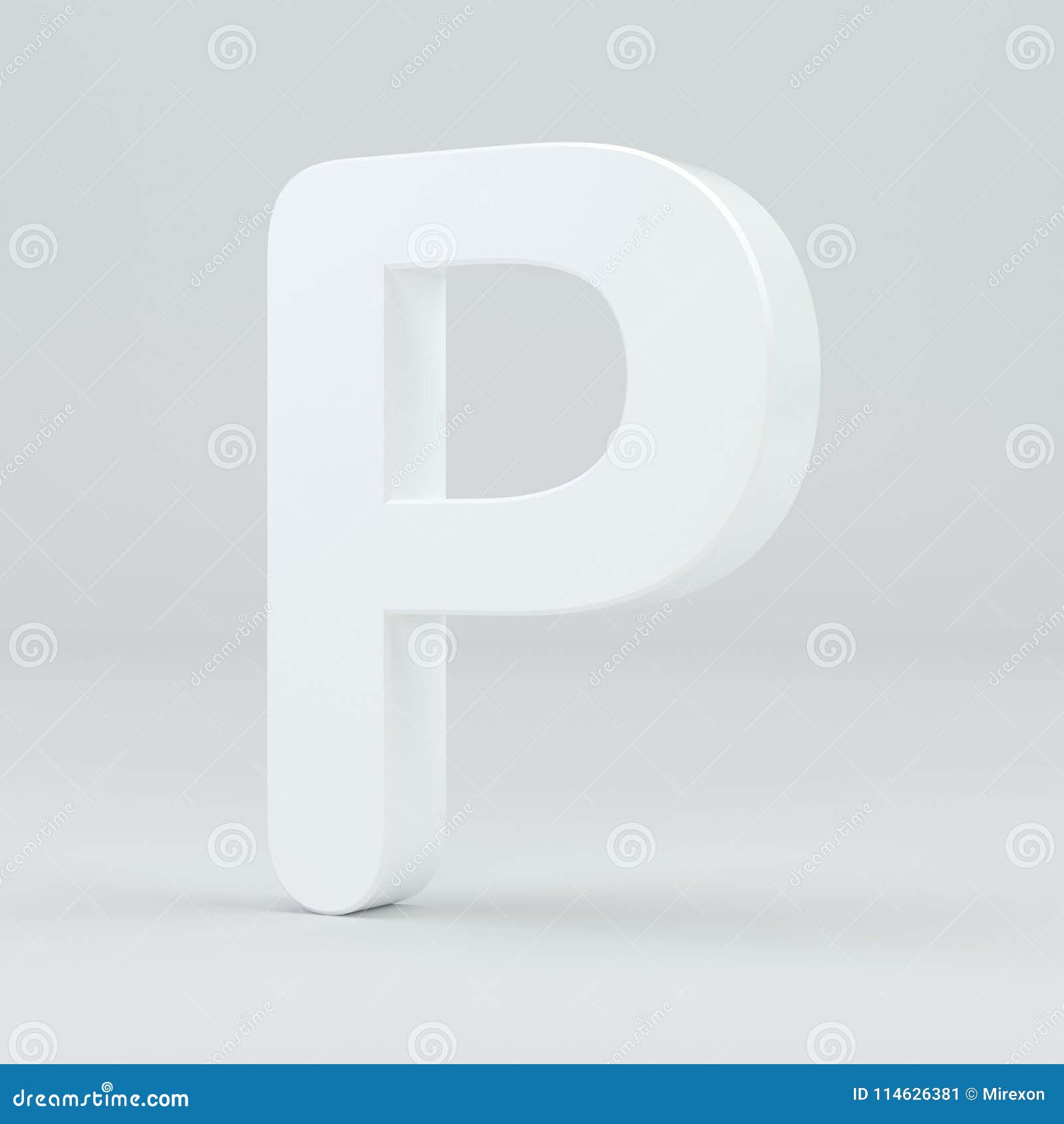 White Letter P on Studio Light Background. 3d Rendering Stock ...