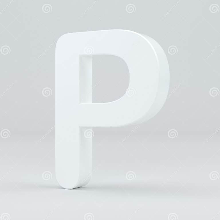 White Letter P on Studio Light Background. 3d Rendering Stock ...