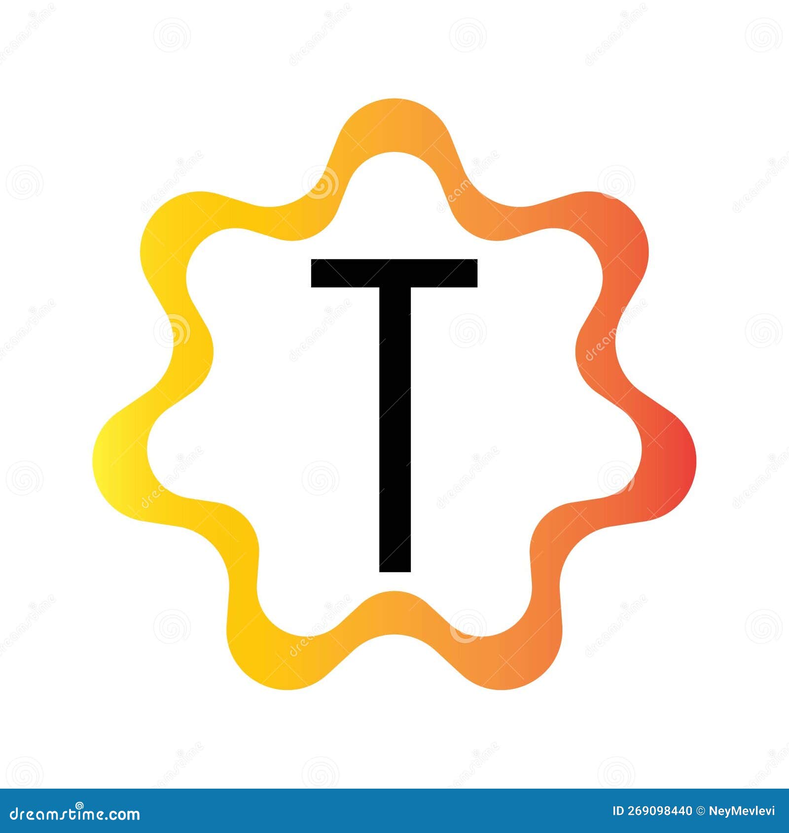 White Letter T with Orange and Yellow Gradient Wave Frame Stock ...