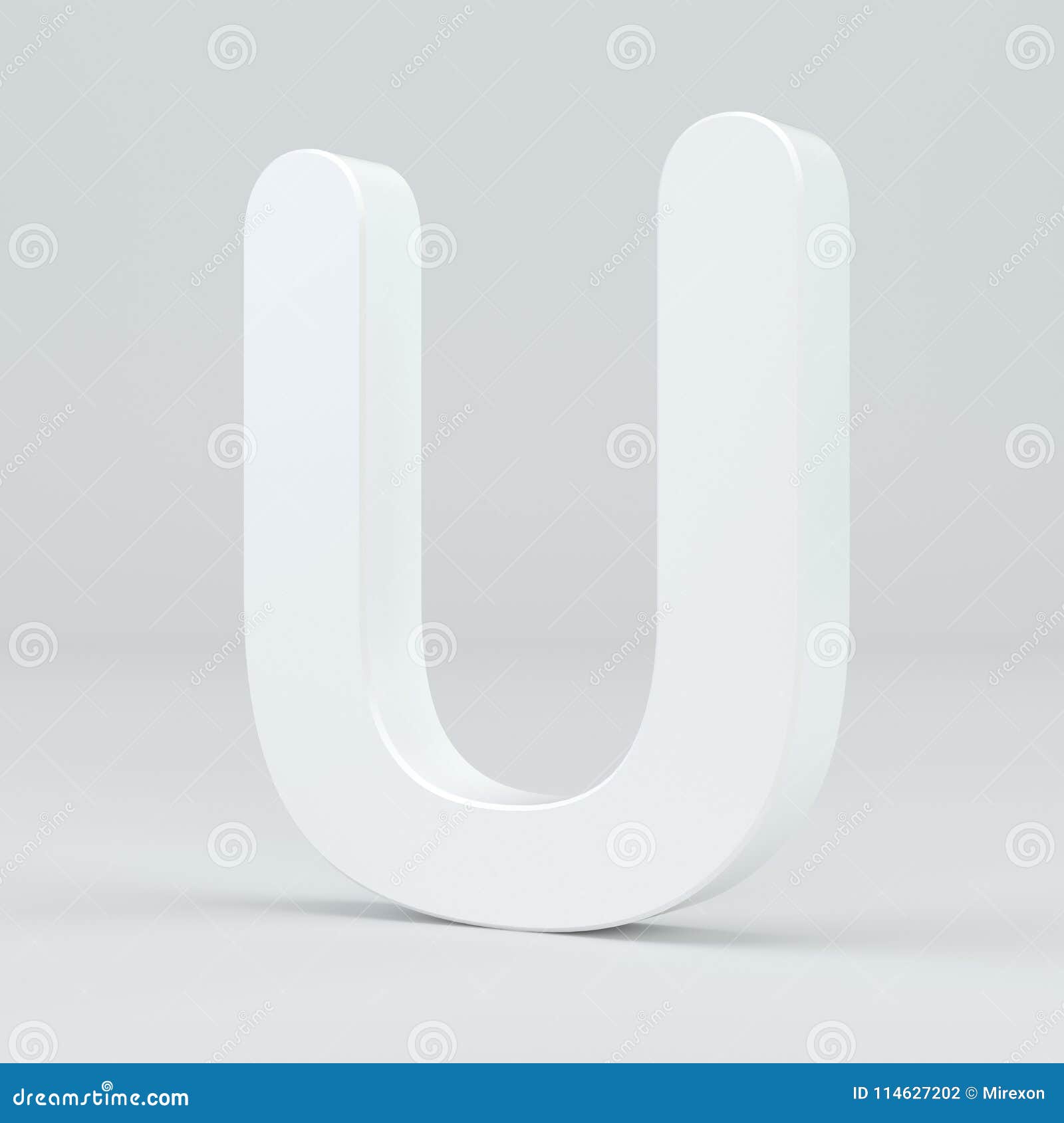 White Letter U on Studio Light Background. 3d Rendering Stock ...