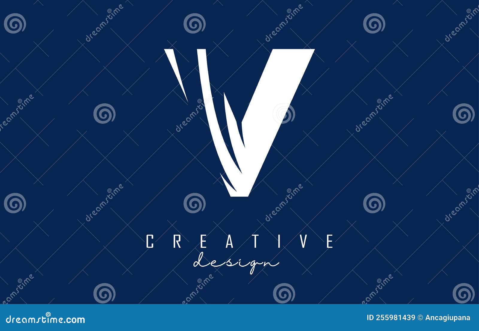 White Letter V Logo with Leading Lines and Negative Space Design ...