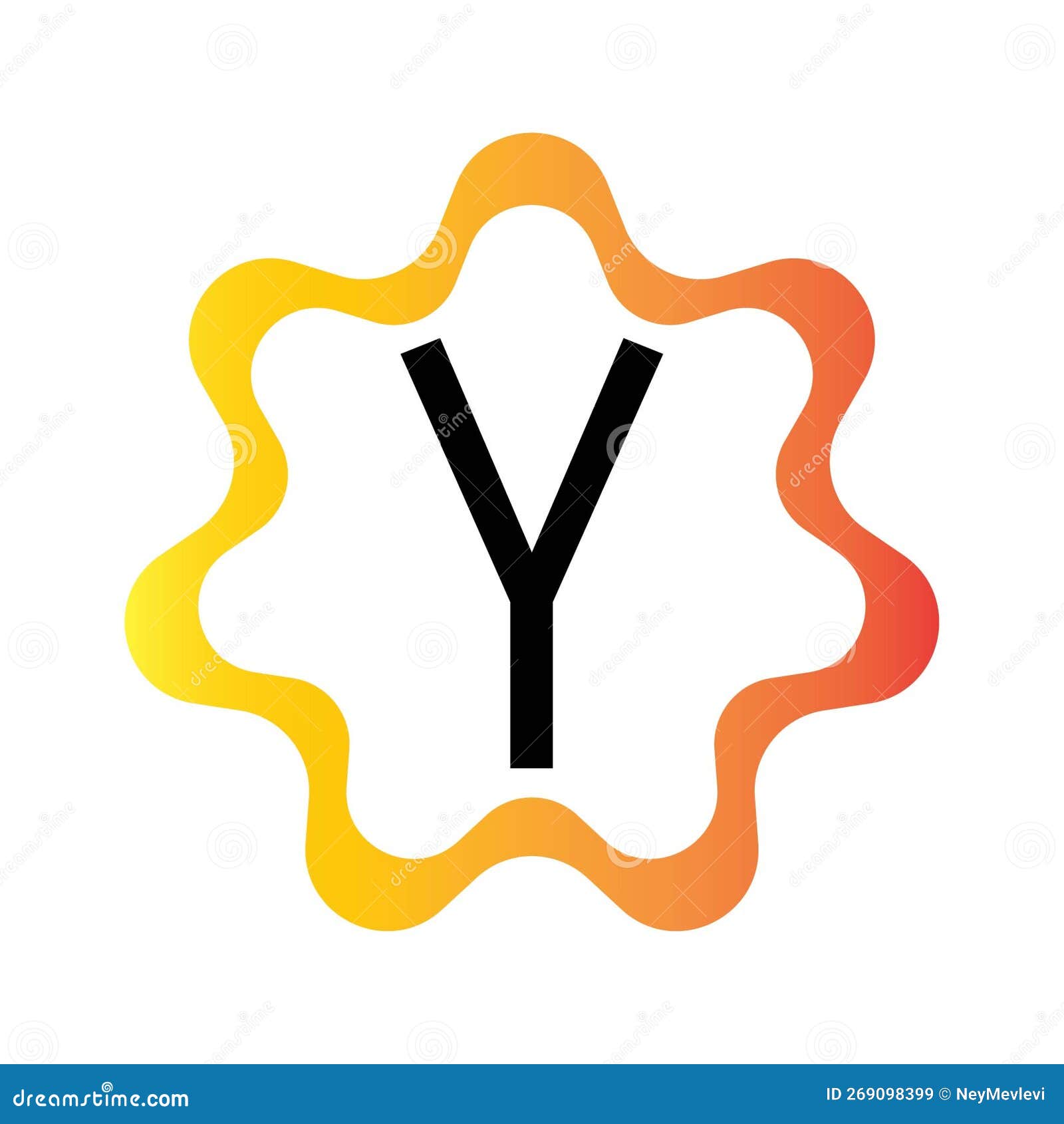 White Letter Y with Orange and Yellow Gradient Wave Frame Stock ...