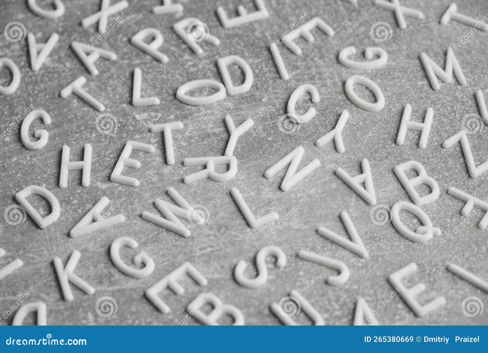 White Letters English Alphabet Gray Concrete Background. Stock Image ...