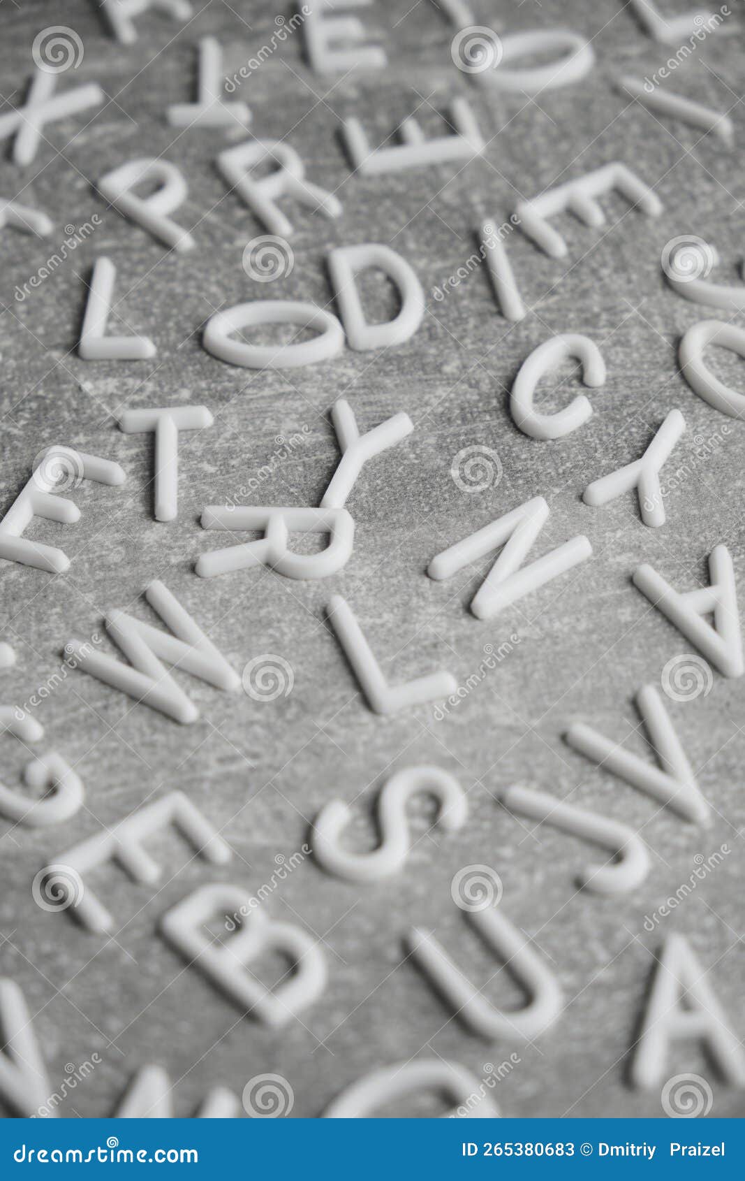 White Letters English Alphabet Gray Concrete Background. Stock Image ...