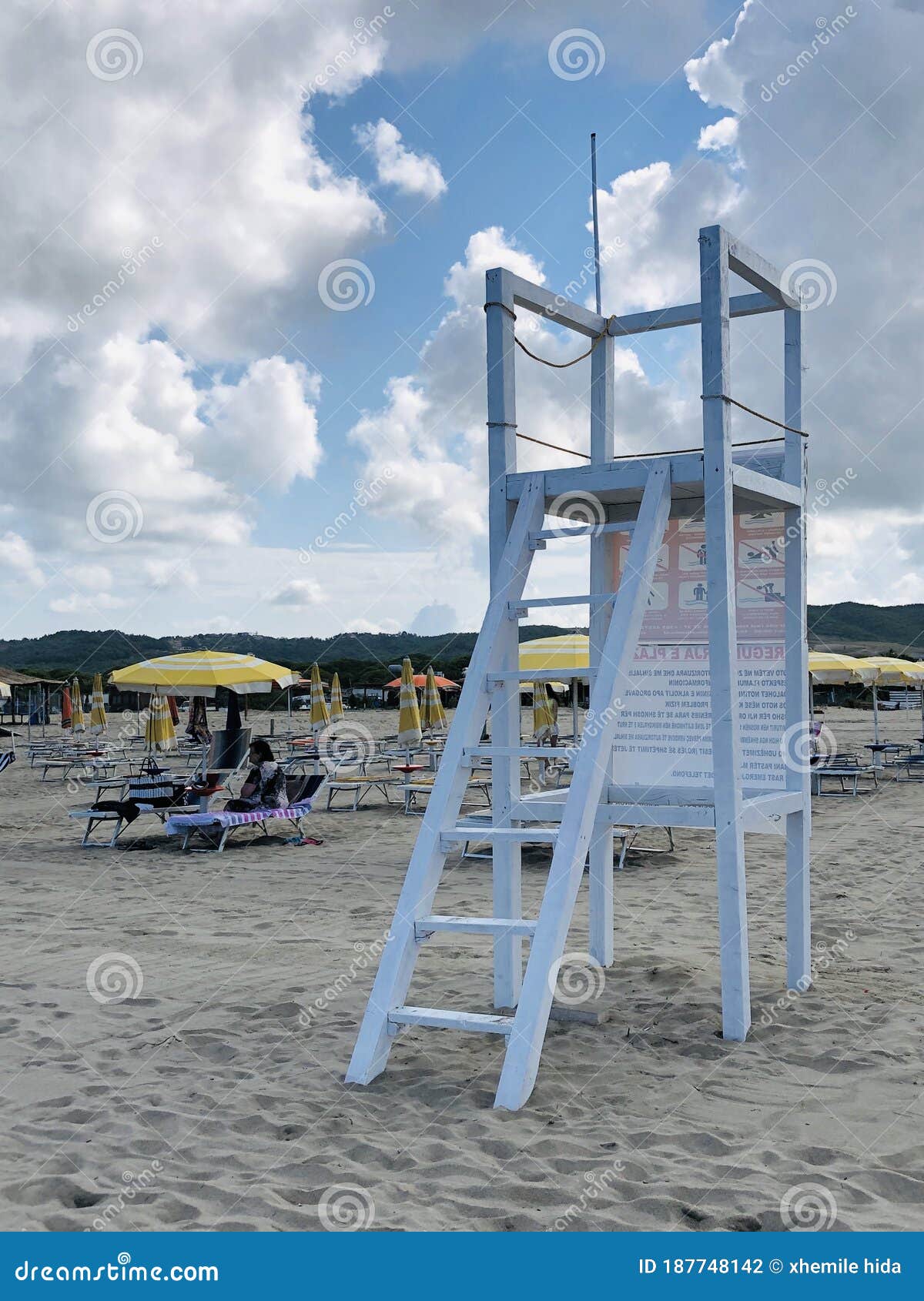 A White Lifeguard Tower on the Beach . Stock Photo - Image of ...