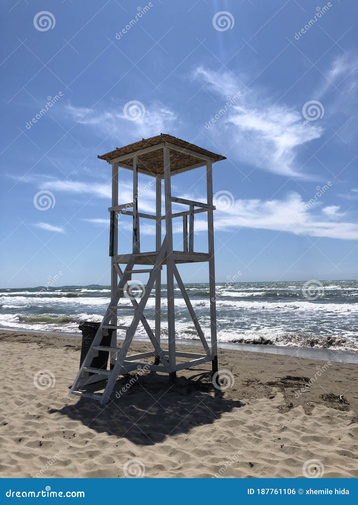 A White Lifeguard Tower on the Beach . Stock Photo - Image of station ...