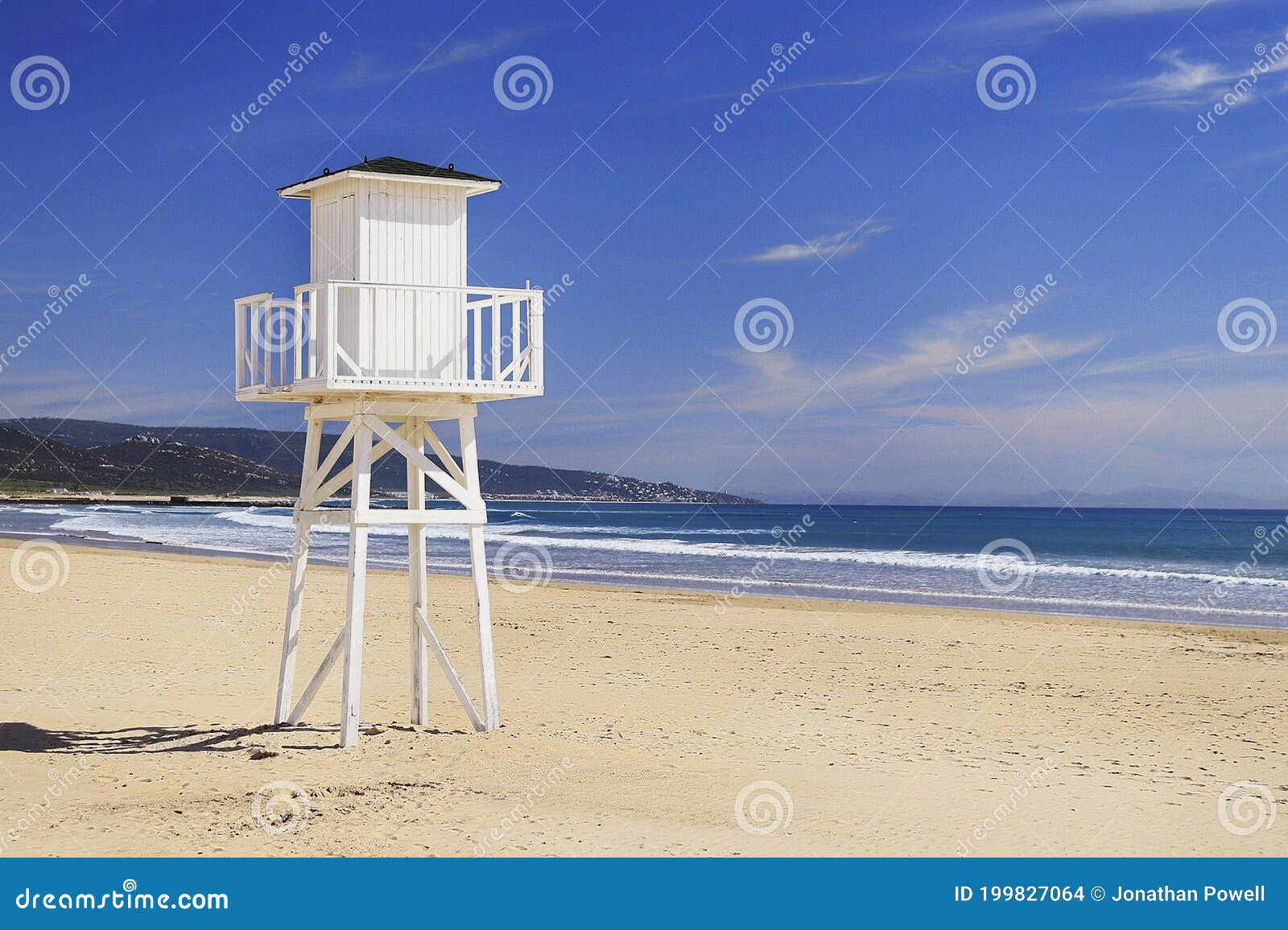 White lifeguard tower stock photo. Image of lookout - 199827064