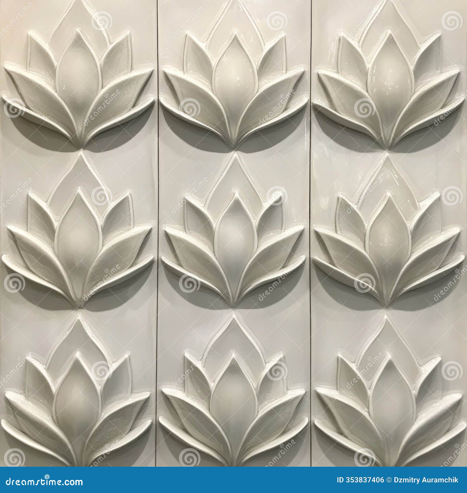 White Light Background Featuring a Seamless 3D Minimalist Lotus Flowers ...