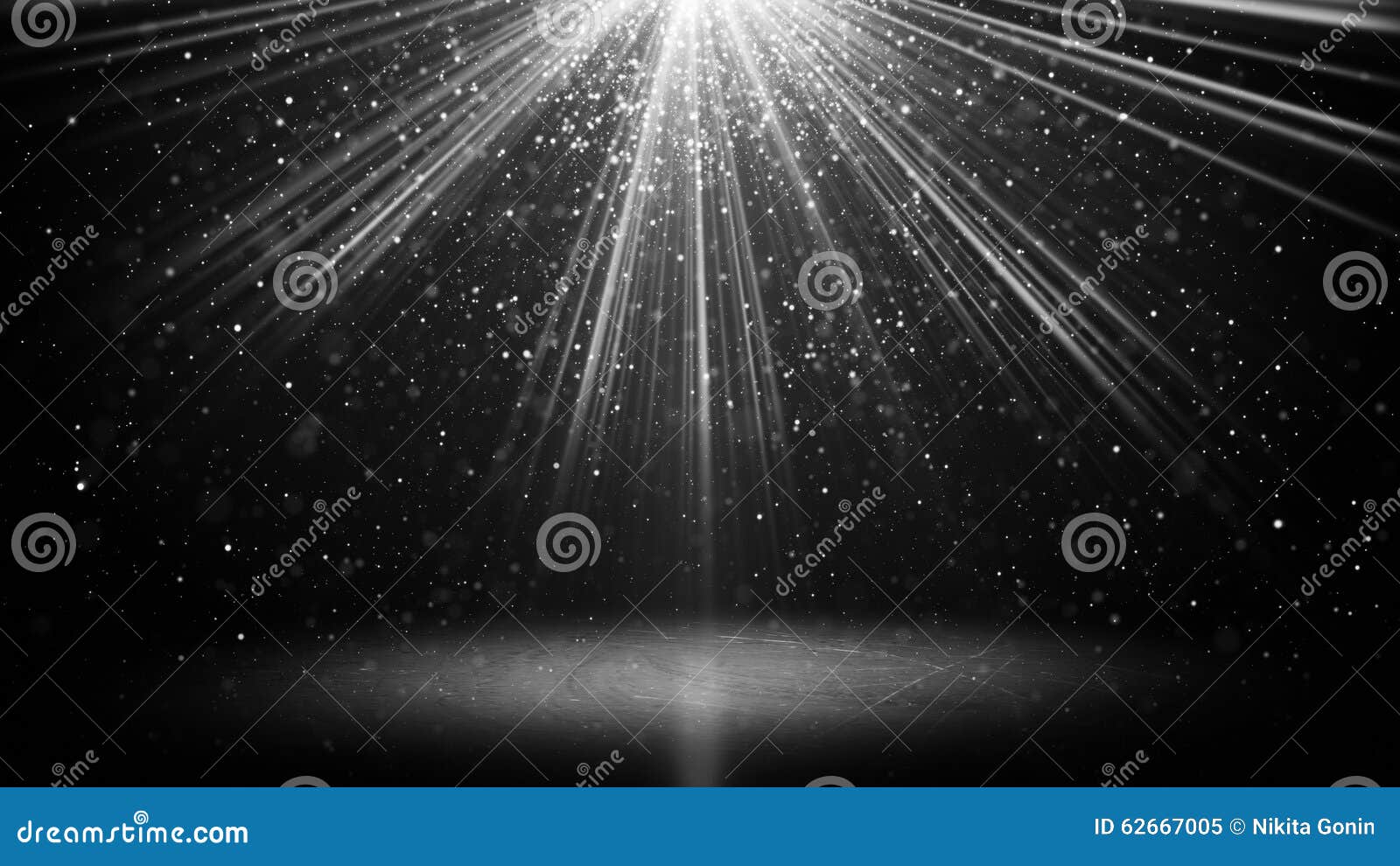 White Light Beams and Particles on Black Abstarct Background Stock ...