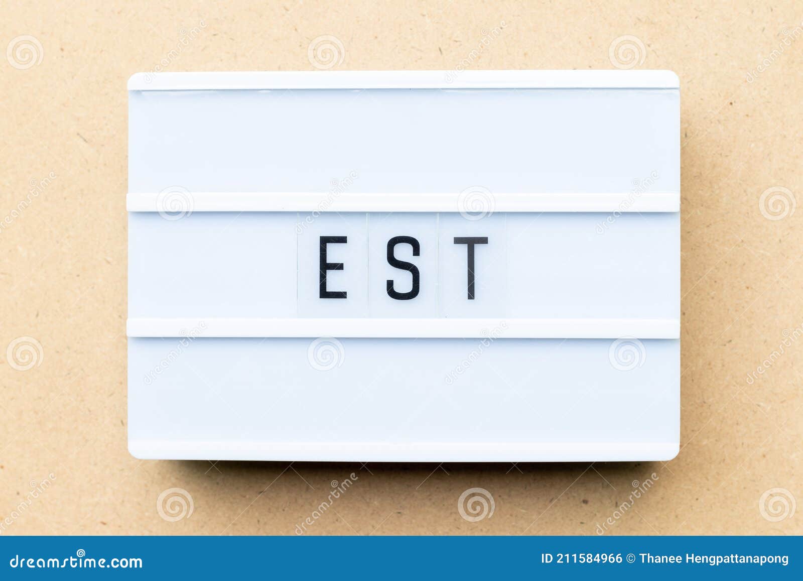 White Light Box with Word Est Abbreviation of Established, Estimated ...