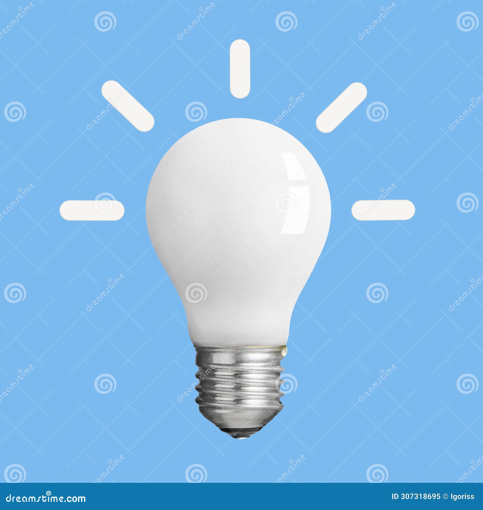 White Light Bulb on Blue Background. Stock Illustration - Illustration ...
