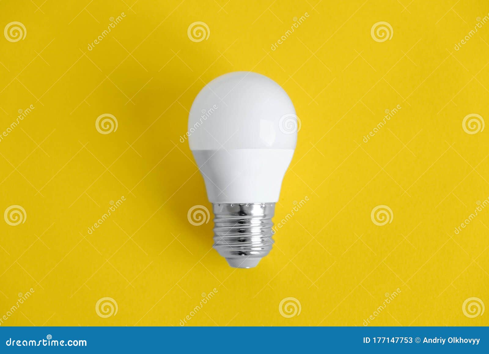 White Light Bulb on Yellow Background. Top View Stock Image - Image of ...