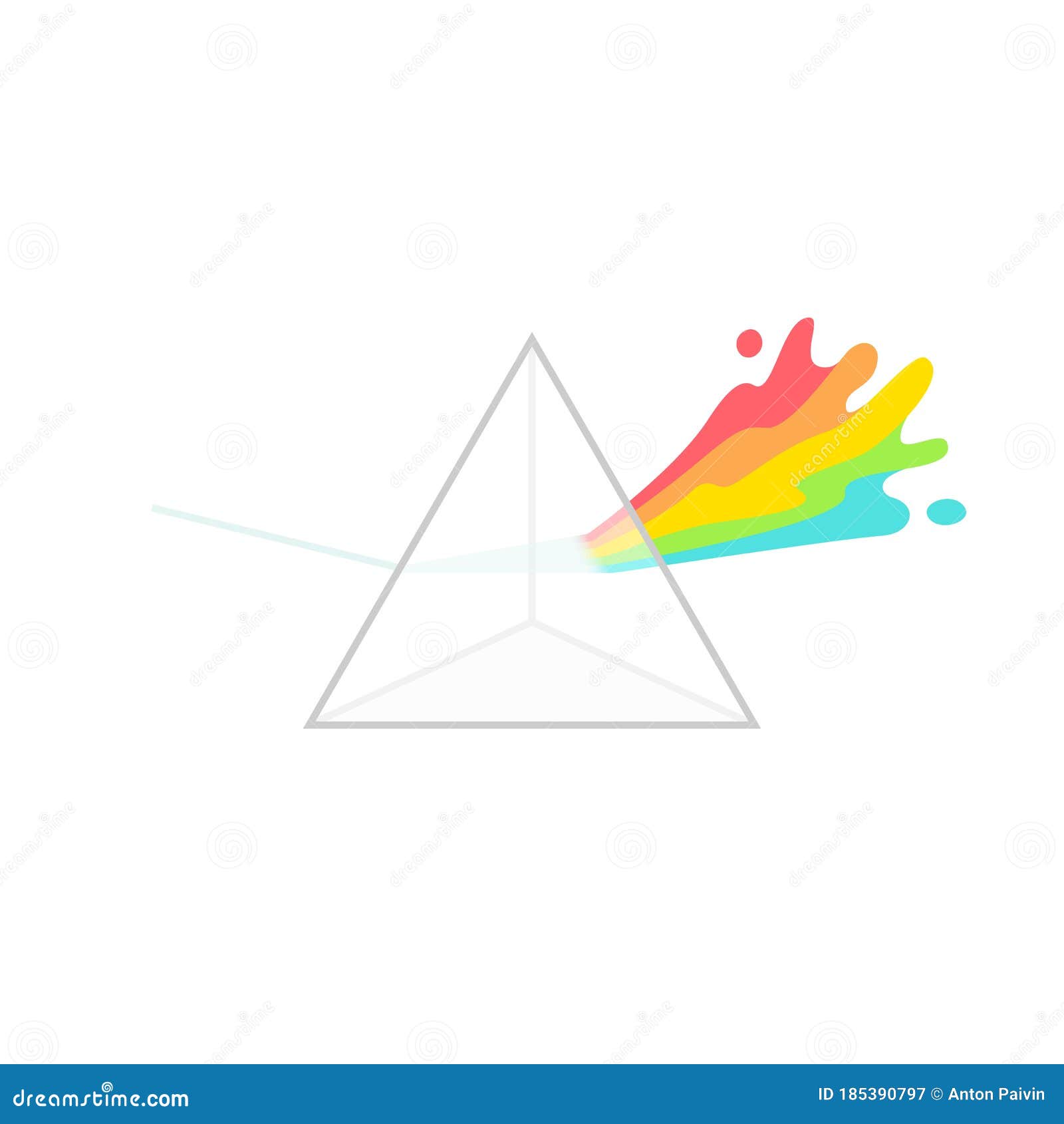 White Light Dispersion Triangle Prism Colorful on White Background ...