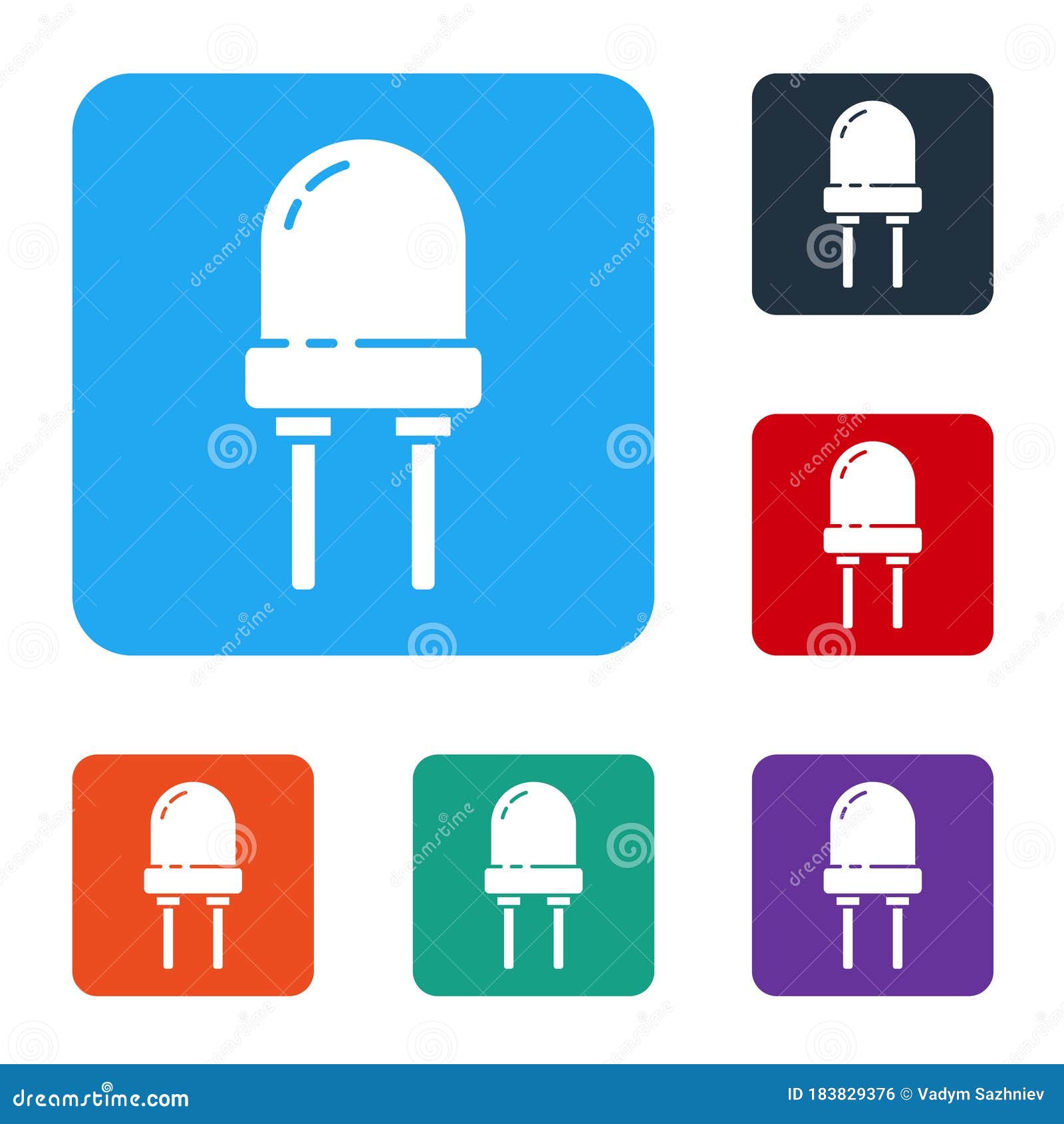 White Light Emitting Diode Icon Isolated on White Background ...