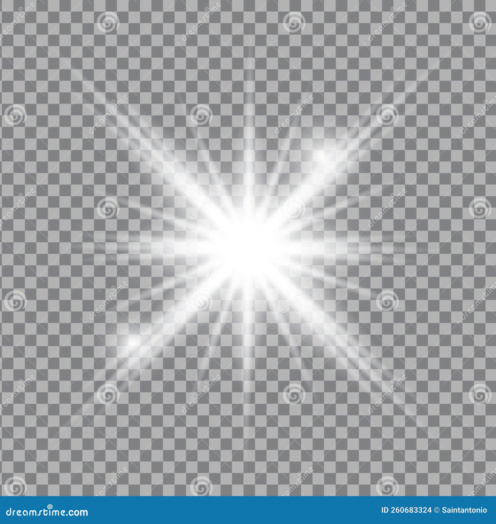 White Light Glow Effect, Light Rays. Radiant Flash, Lens Flare, Vector ...
