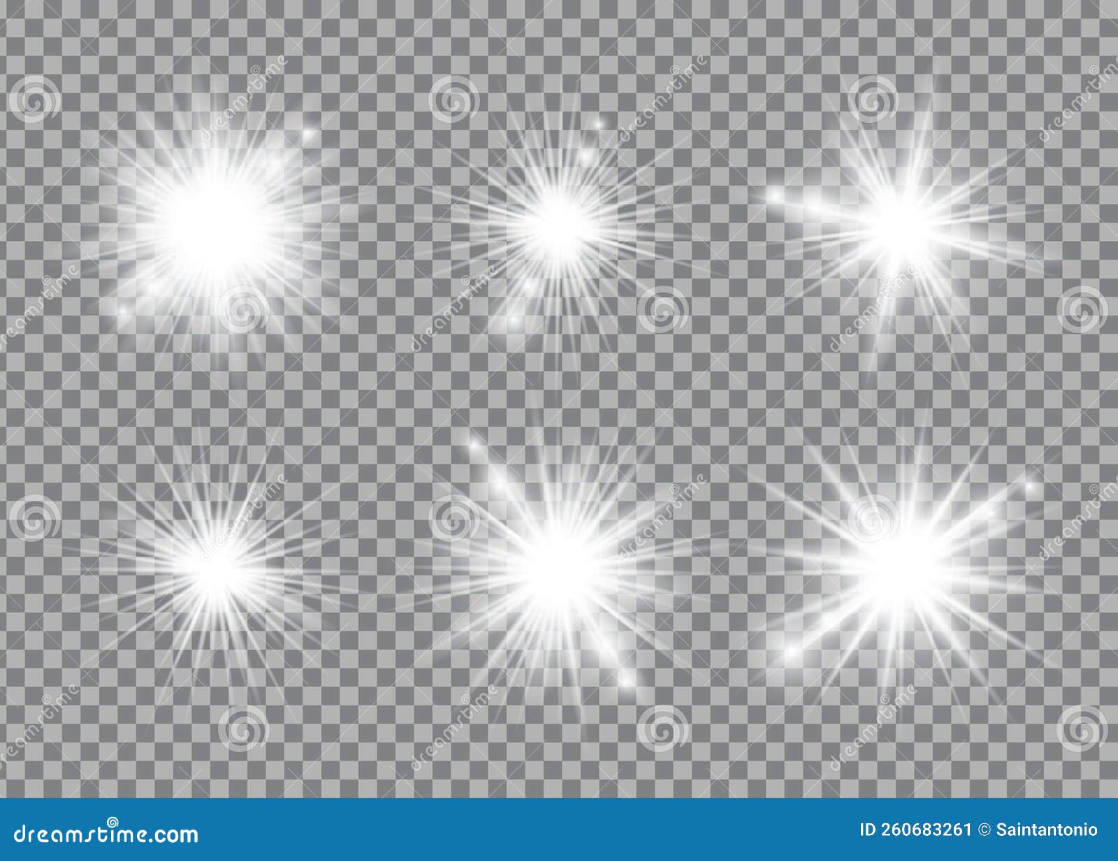 White Light Glow Effect, Light Rays Set. Radiant Flash, Lens Flare ...