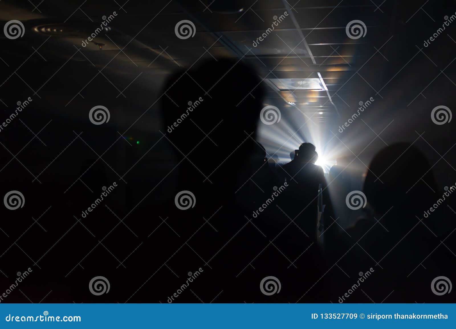 White Light Ray in the Underground with Shadow of People Stock Image ...