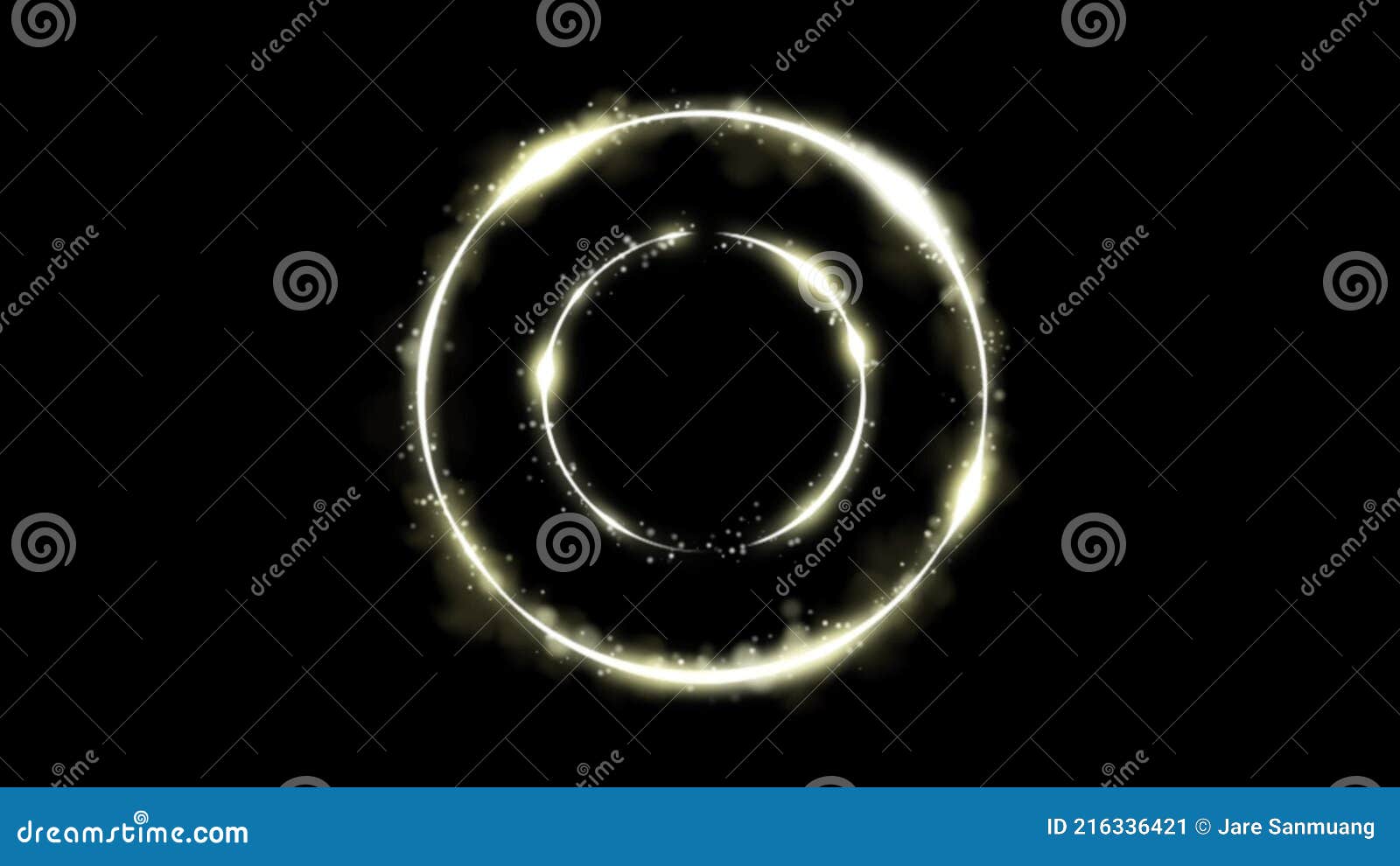 White Light Sparkling Particles Shape Circle on Black Background. Stock ...