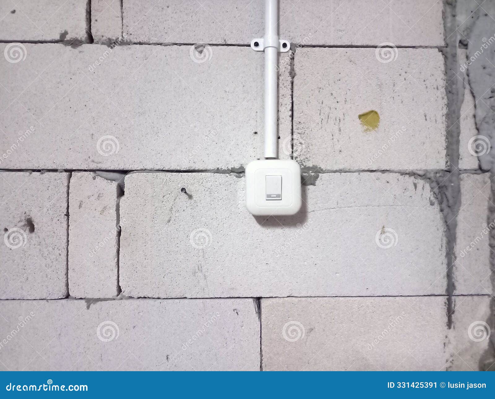 White Light Switch Attached Stick To the Wall Stock Image - Image of ...