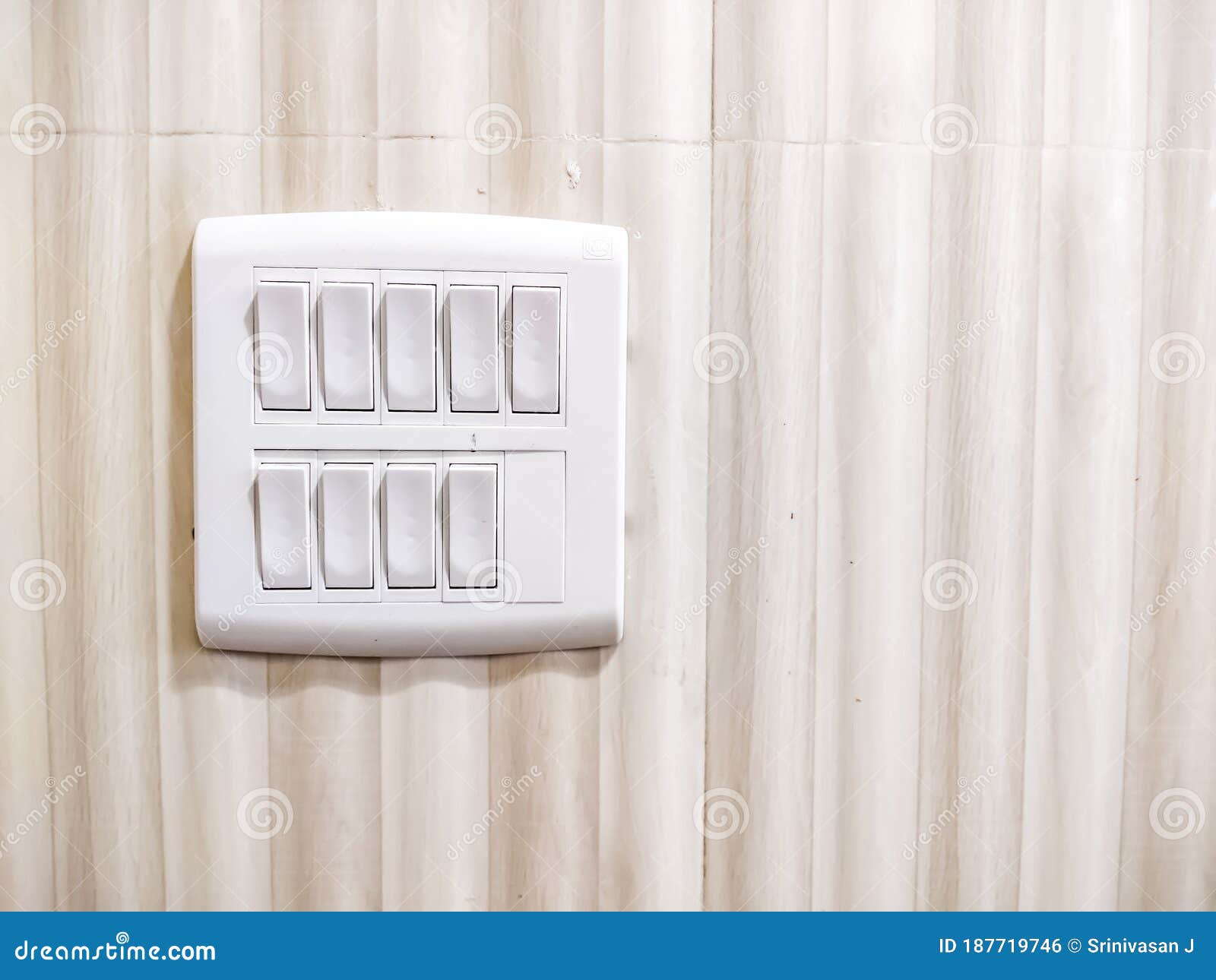 White Light Switch On Switchboard - Light Brown Background Stock Photo ...