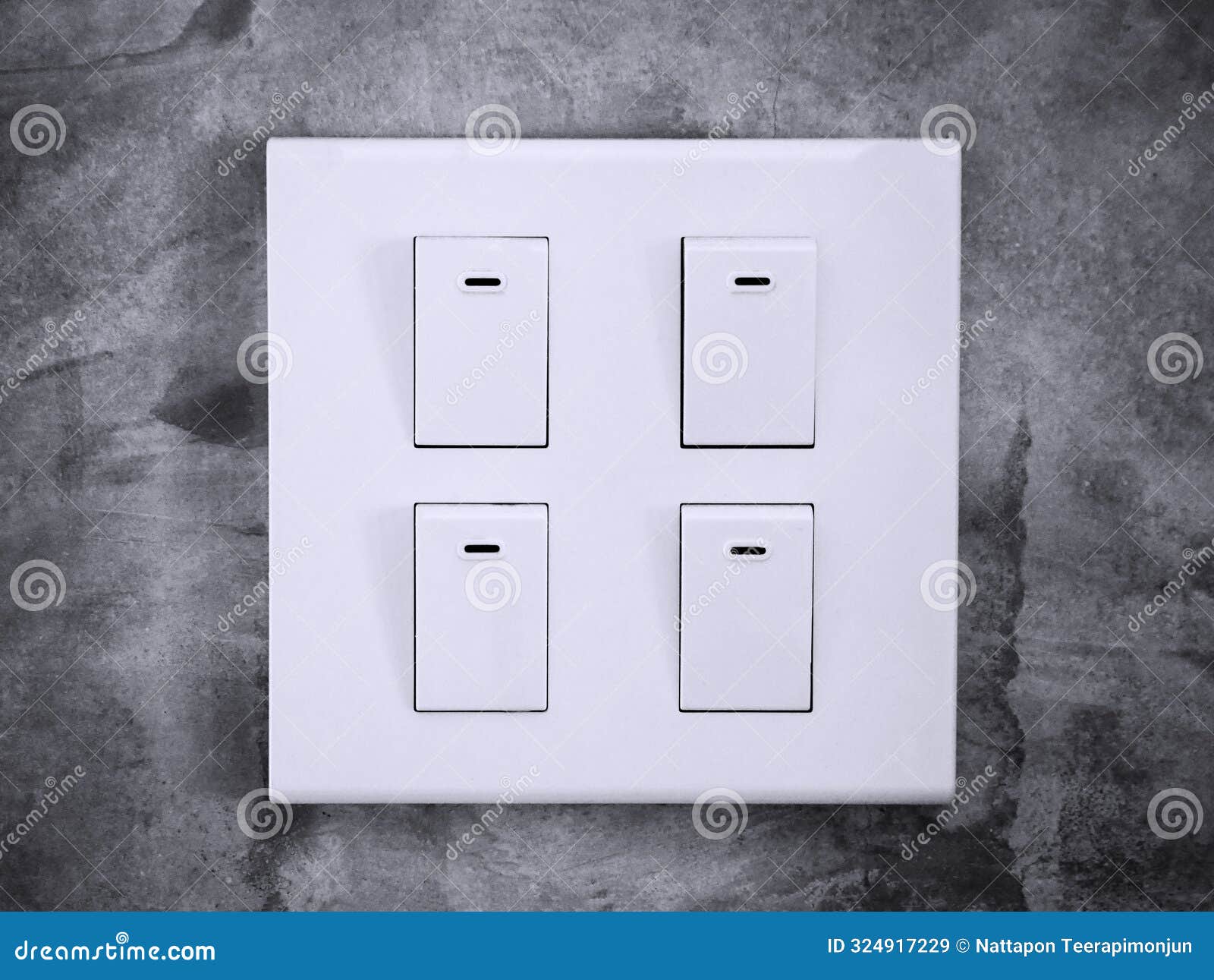 White Light Switch on a Wall, Quad Modern Light Switch on White Wall ...