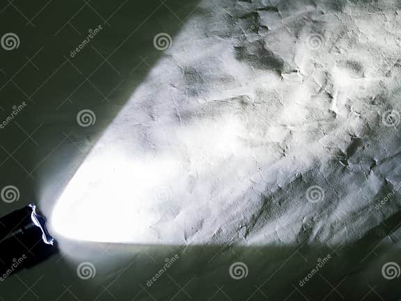 White Light of the Torch in the Dark Shines on Floor Stock Image ...