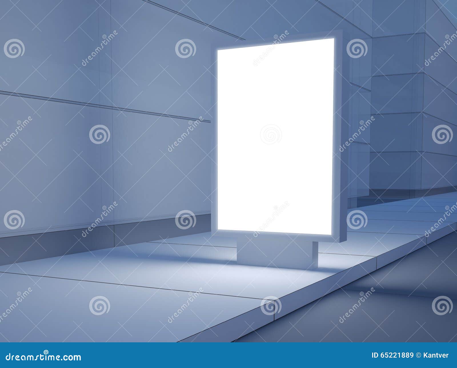 White Lightbox on the Empty Street. Modern Stock Image - Image of ...