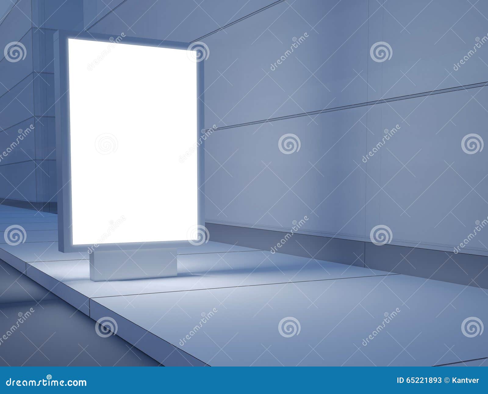 White Lightbox on the Empty Street. Modern Stock Image - Image of ...