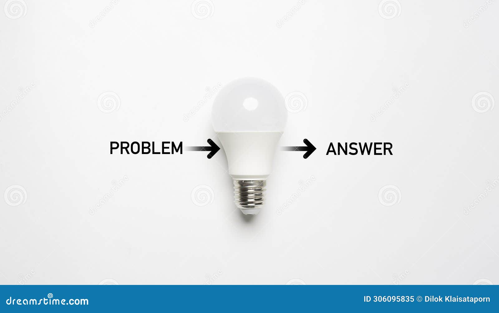 White Lightbulb with Problem and Answer Wording for Creative Thinking ...
