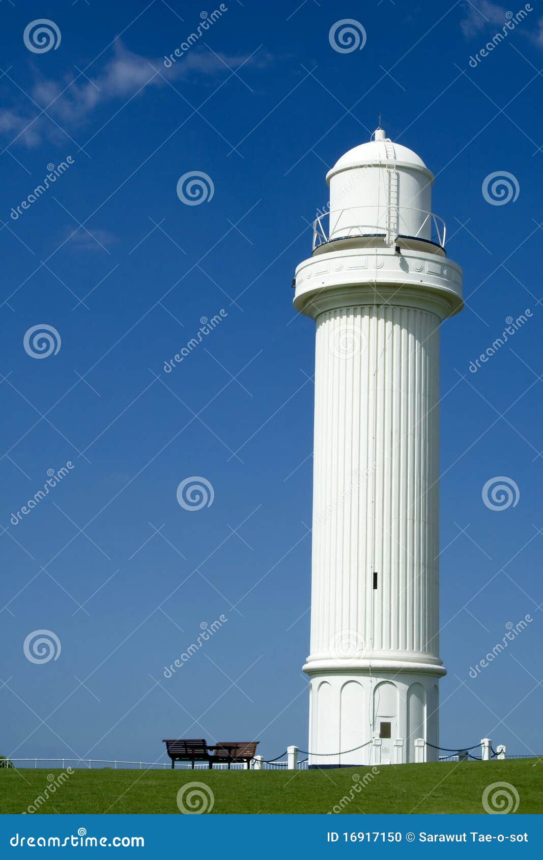 White Lighthouse and Blue Sky Stock Photo - Image of grass, tourism ...