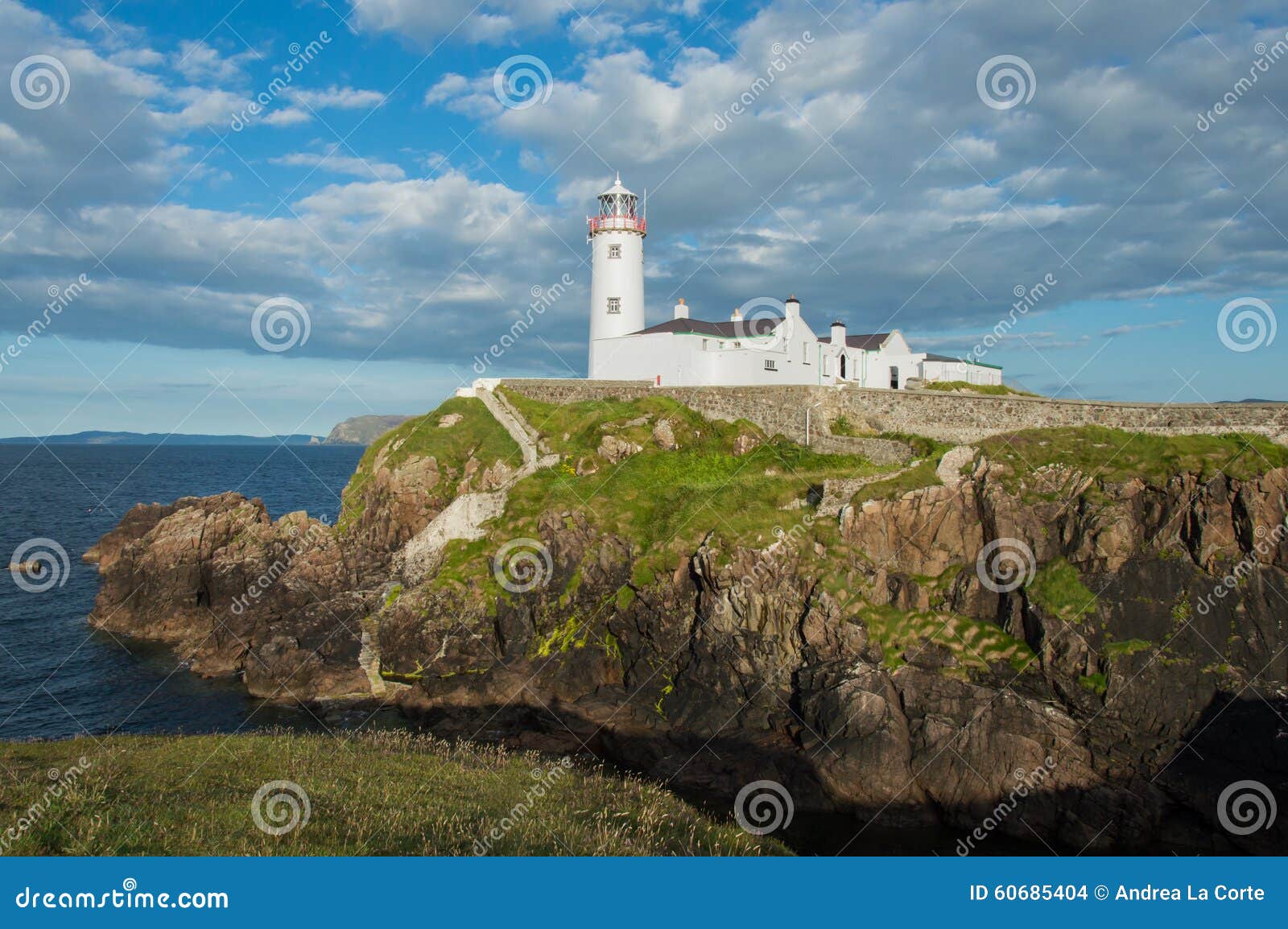 White Lighthouse at Fanad Head, Donegal, Ireland Stock Photo - Image of ...