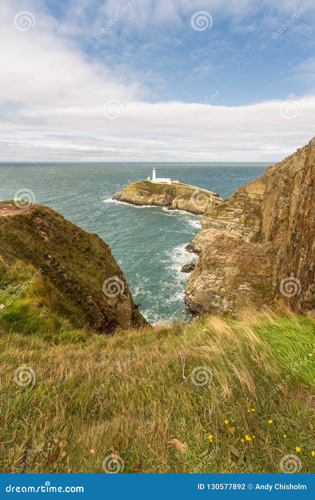 White Lighthouse at South Stack. Stock Photo - Image of kingdom ...