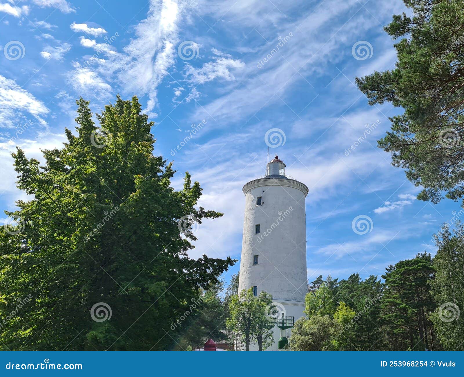White Lighthouse Tower and Blue Sky Stock Photo - Image of building ...
