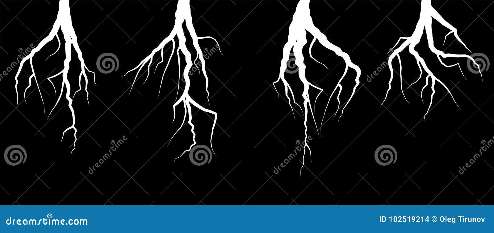 White Lightning Flash Bolt. Bright Light Effects. Thunderbolt On Dark ...