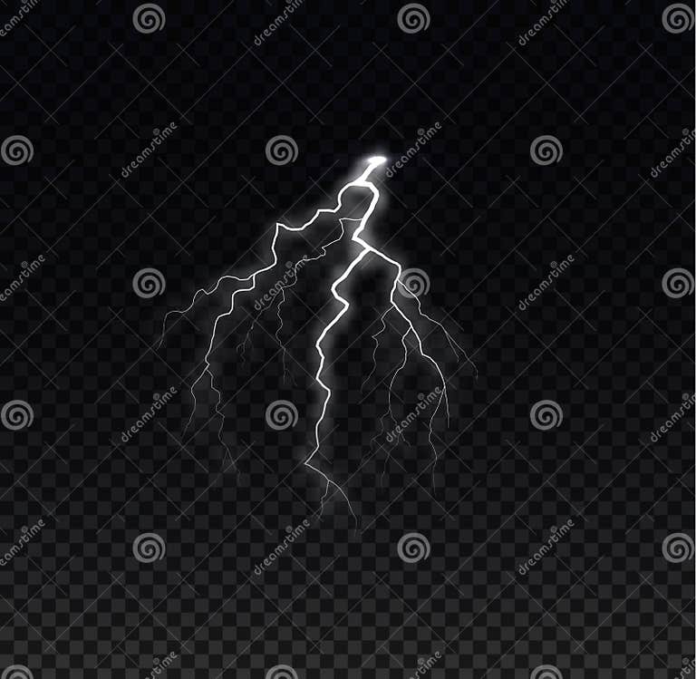 White Lightning and Thunderbolt, Vector Realistic Glowing Meteorology ...