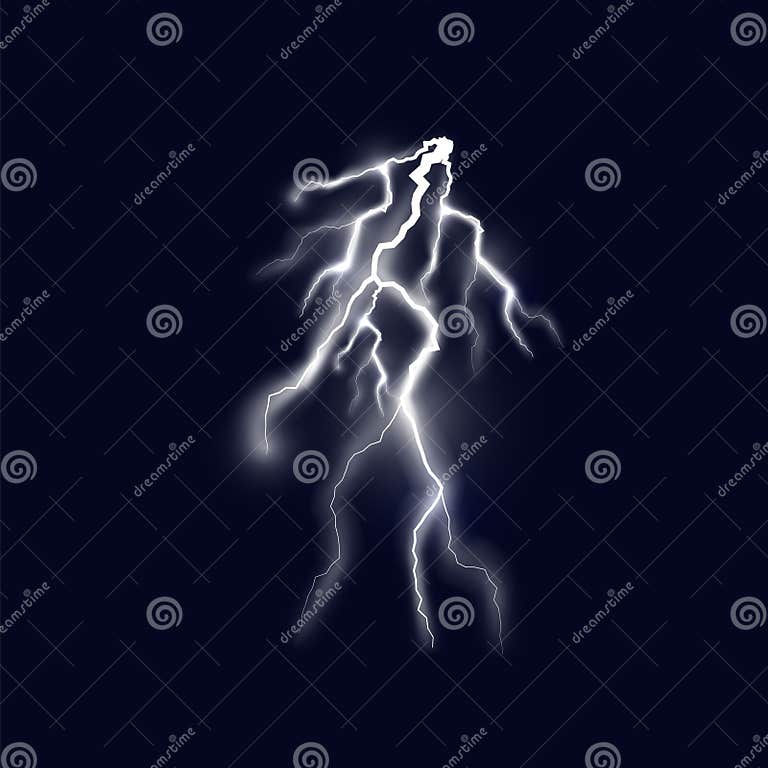 White Lightning and Thunderbolt, Vector Realistic Natural Strength or ...