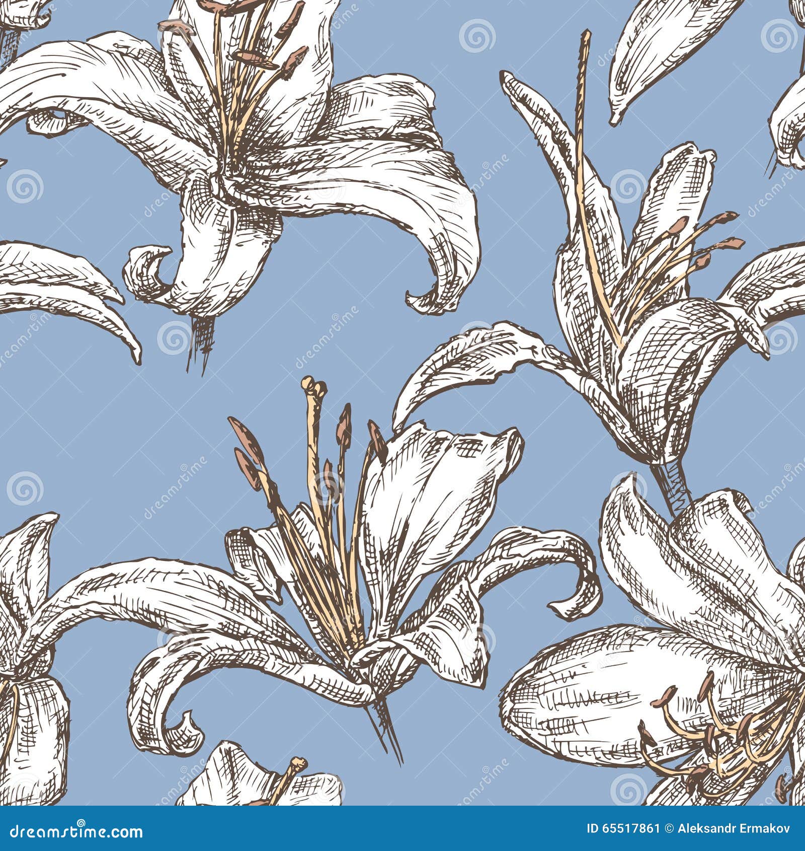 White lilies stock vector. Illustration of pattern, season - 65517861