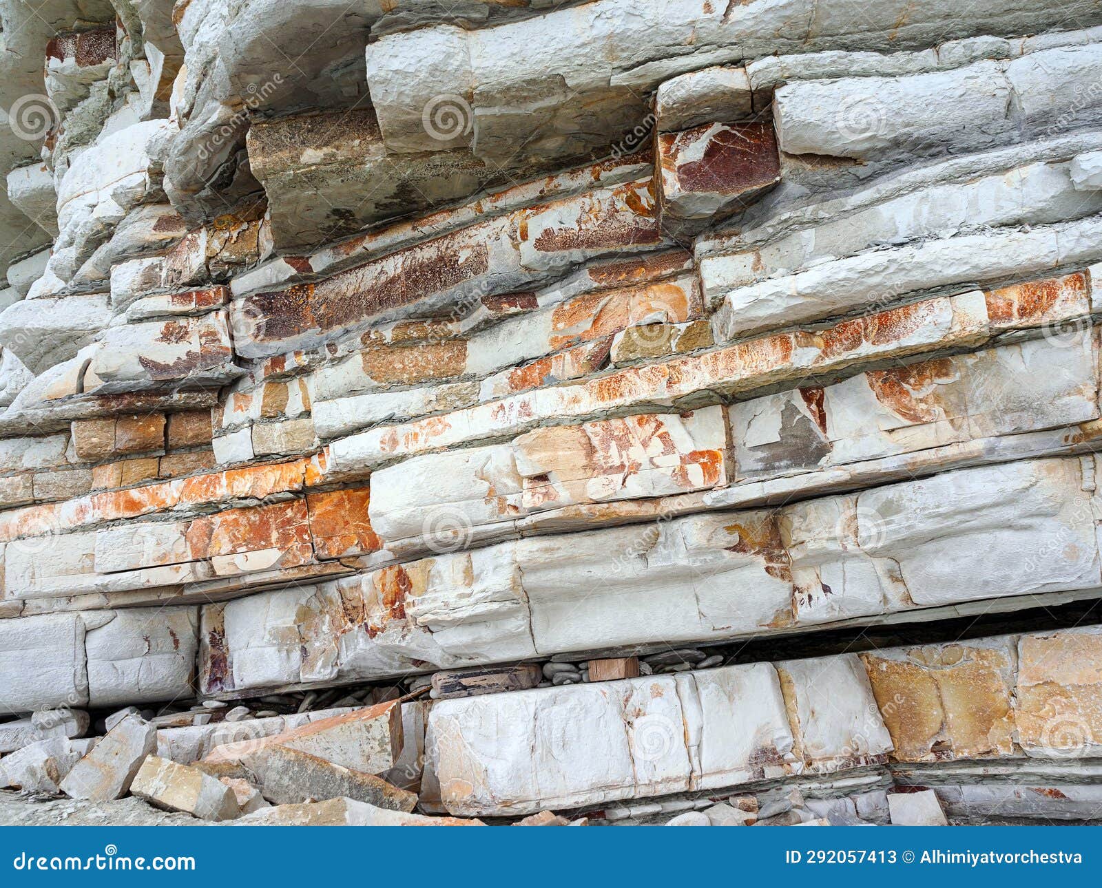 White Limestone Rocks with Fossilized Imprints Stock Image - Image of ...