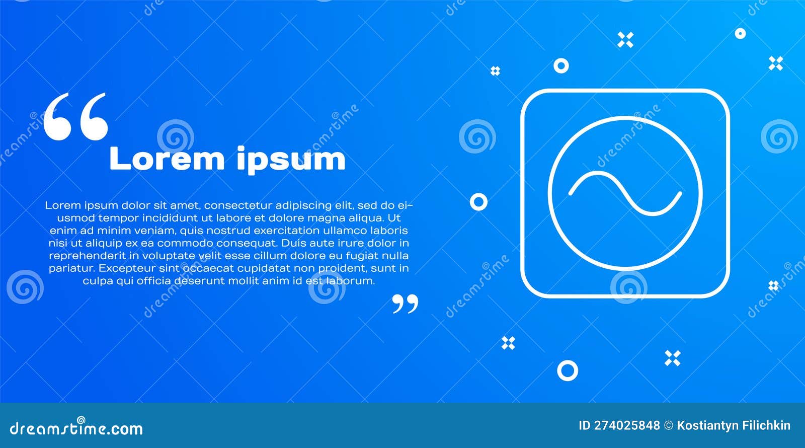 White Line AC Voltage Source Symbol Icon Isolated on Blue Background ...