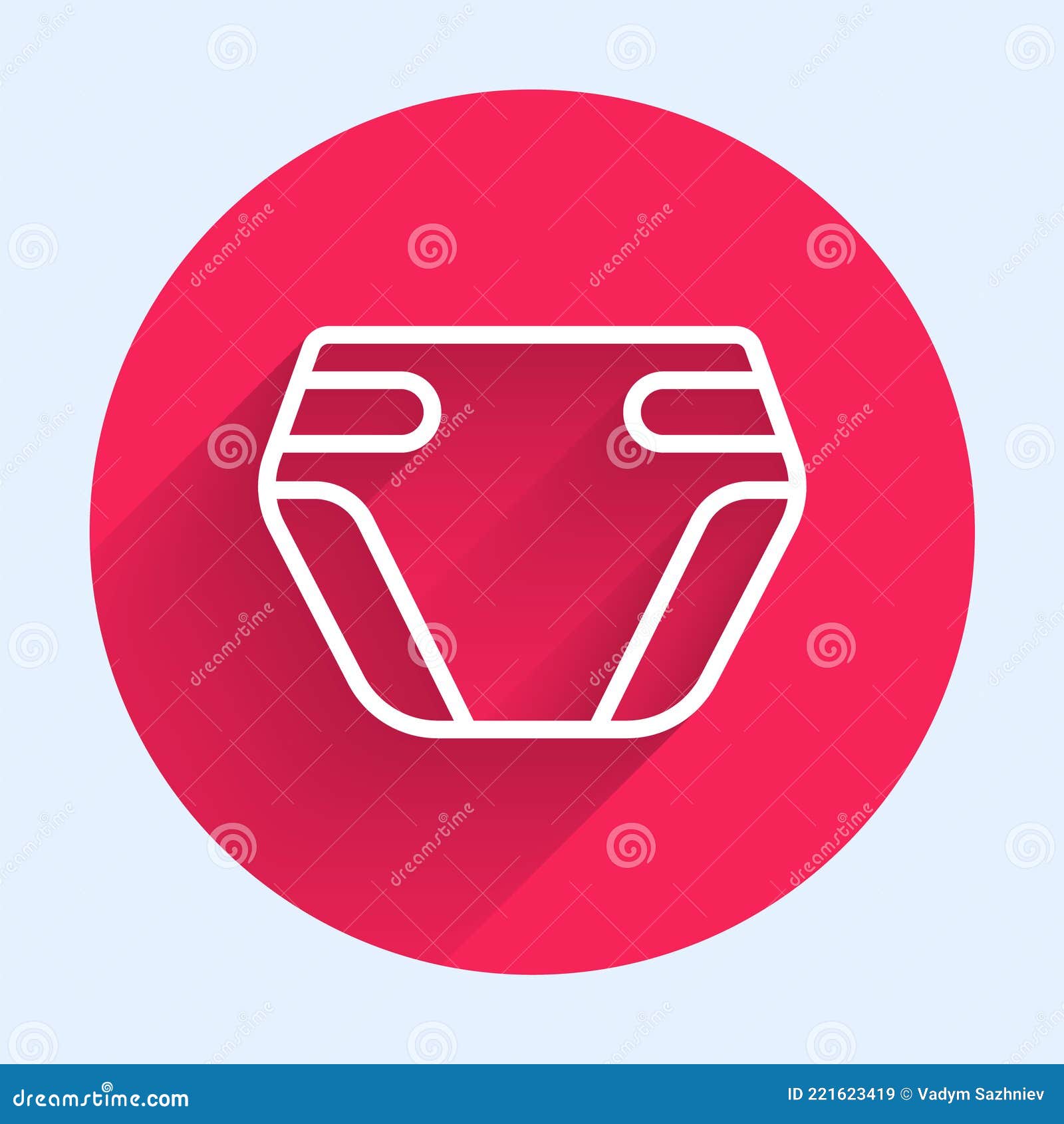 White Line Adult Diaper Icon Isolated with Long Shadow. Red Circle ...